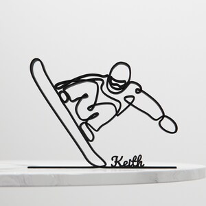 Snowboarder, Customized Line Art Figure, 3D Printed Gift, Unique Sports ...