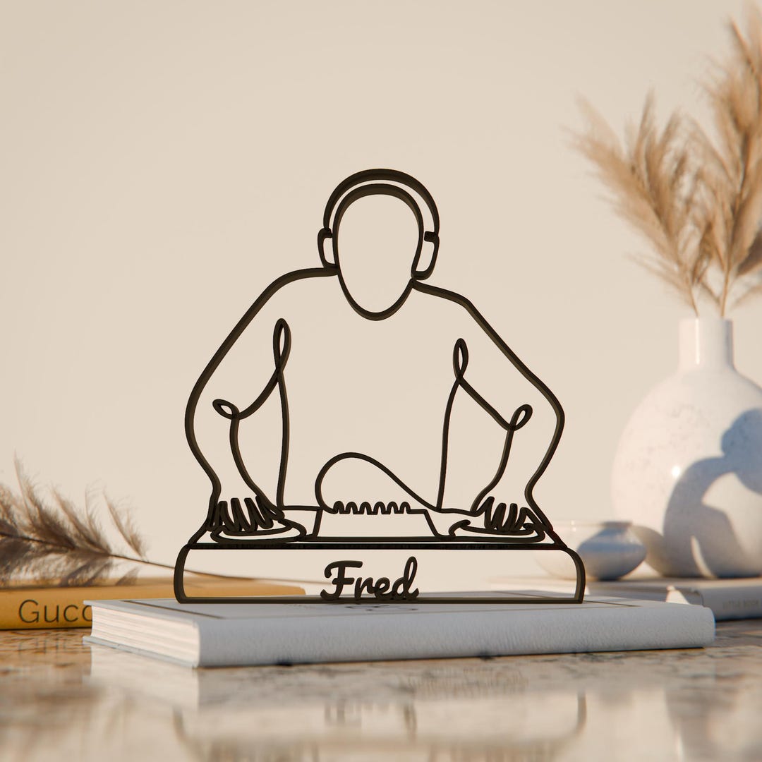 DJ, Personalized Line Art Figure, 3D Printed Gift, Unique DJ Gift Idea ...