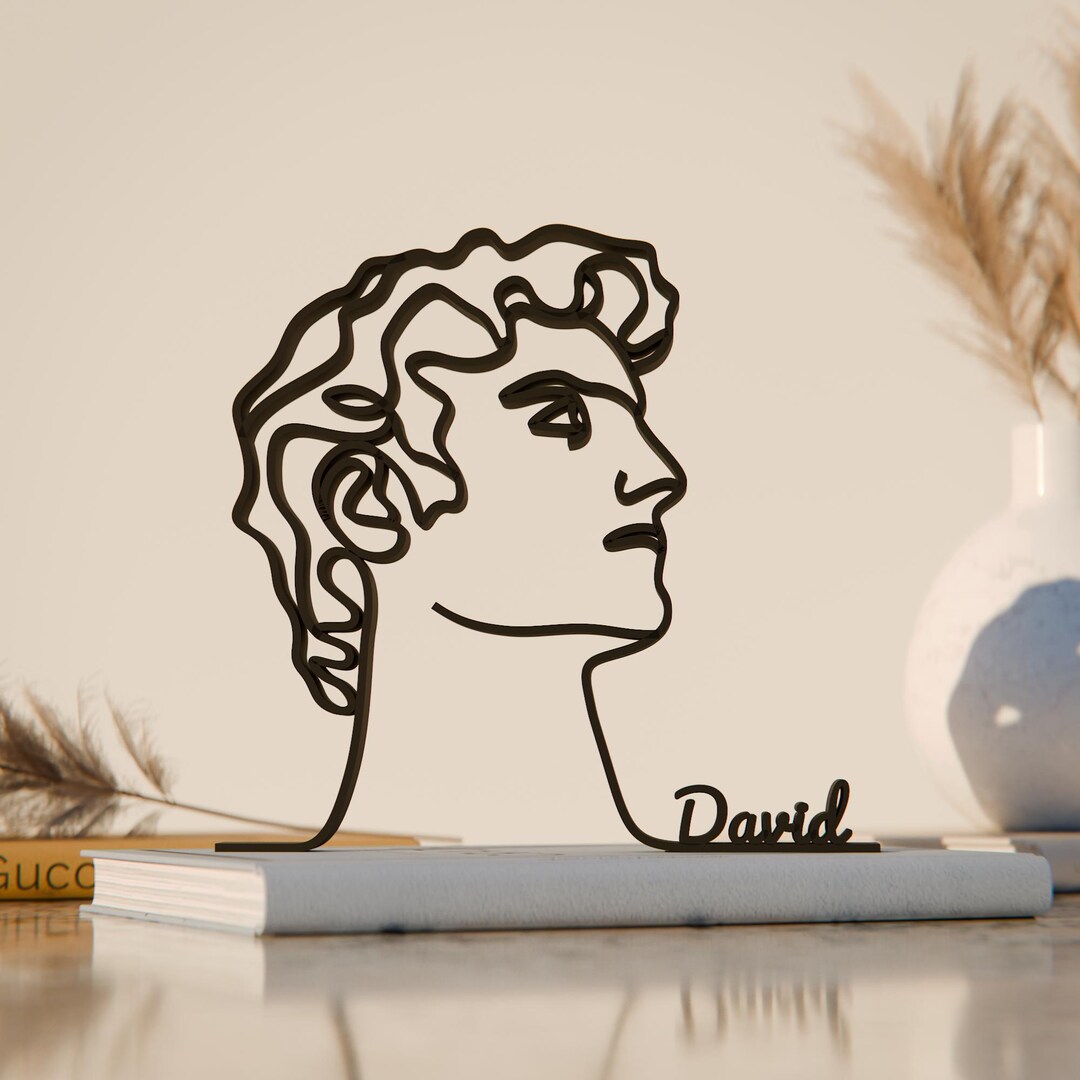 Michelangelo's David, Customized Line Art Figure, 3D Printed Gift ...