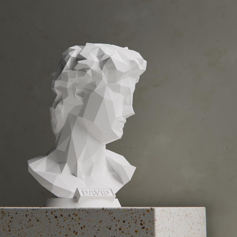 Michelangelo’s David Low Poly Bust | 3D Printed Geometric Statue ...