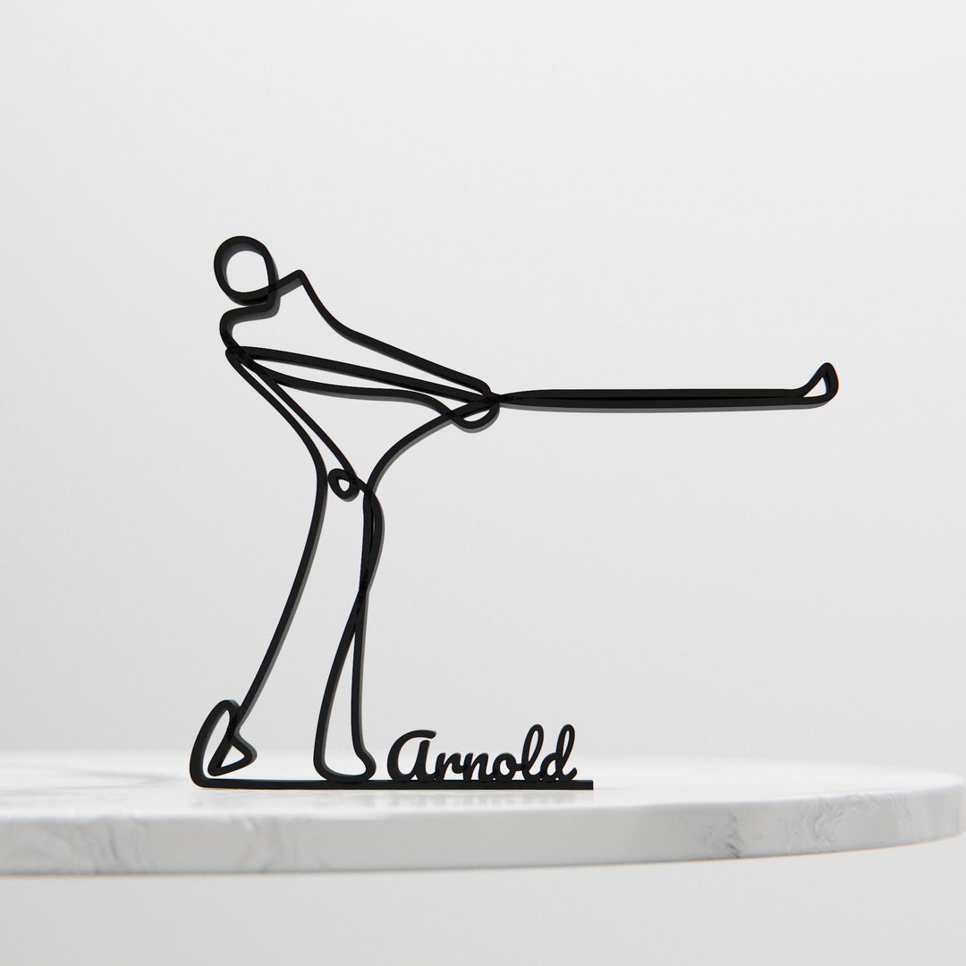 Golf Player 02, Customized One-line Figure, 3D Printed Gift, Minimalist ...