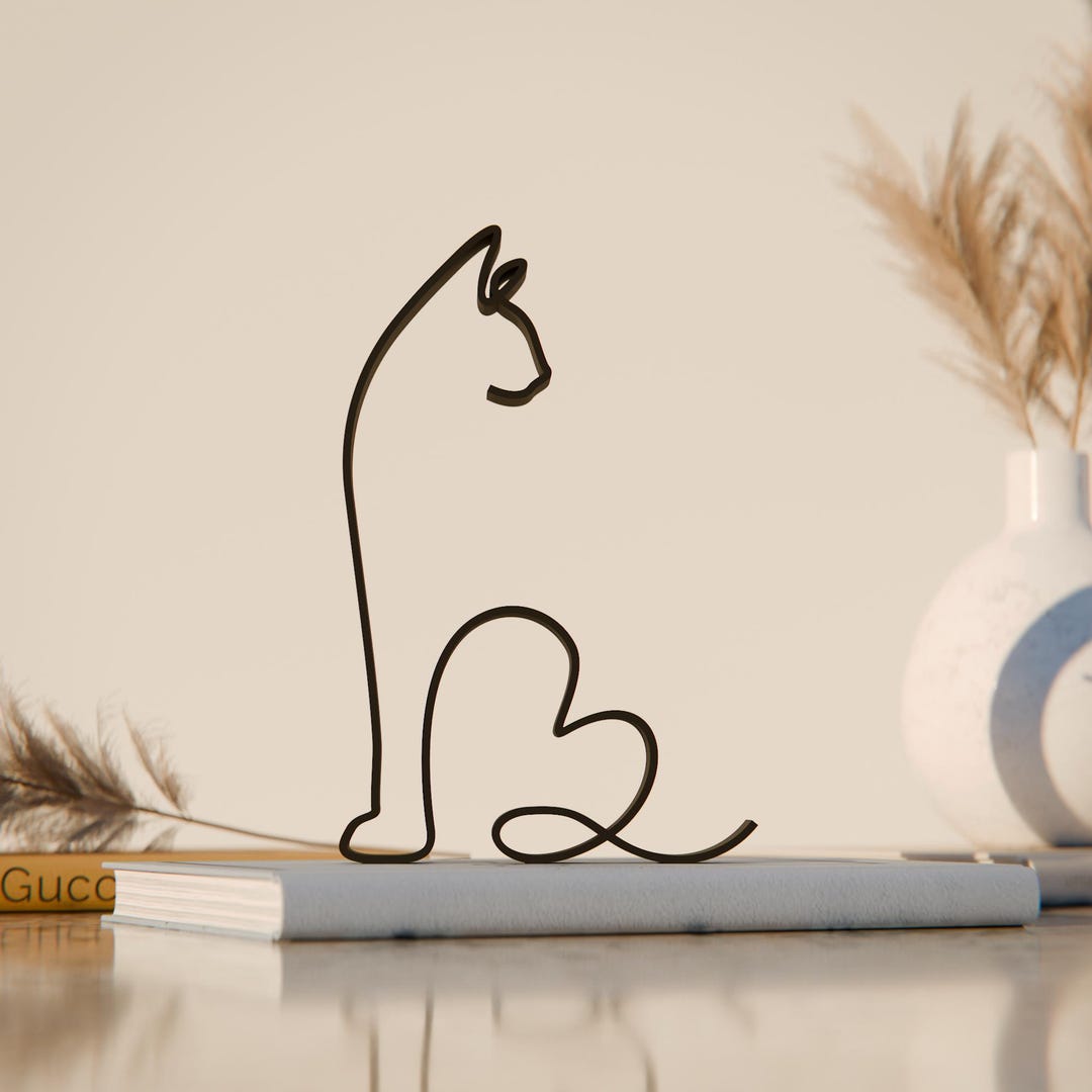 Siamese Cat, Line Art Figure, 3D Printed Gift, Unique Gift for Cat ...