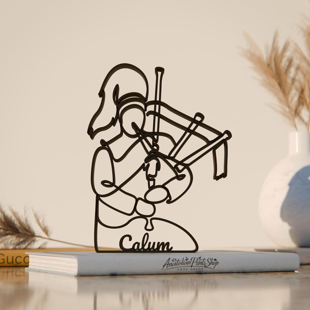 Bagpipe Player, Customized Line Art Figure, 3D Printed Gift, Unique ...