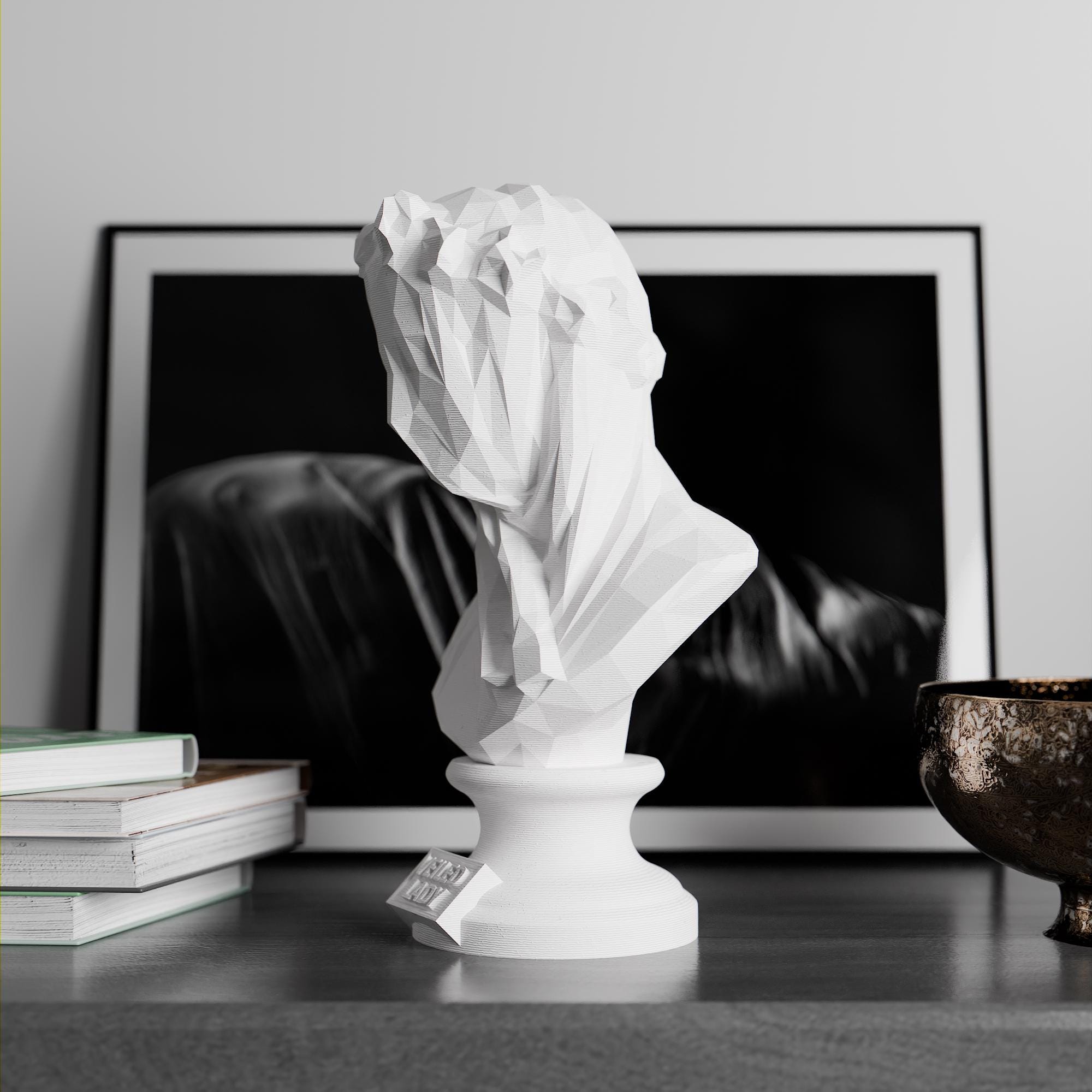 Low Poly Veiled Lady Bust | 3D Printed Geometric Sculpture | Modern ...