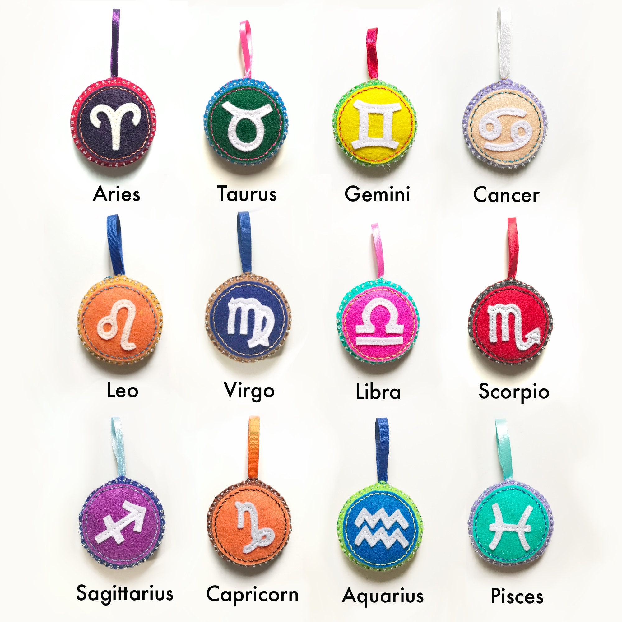 TAURUS Embroidered Felt Hanging Ornament - Etsy