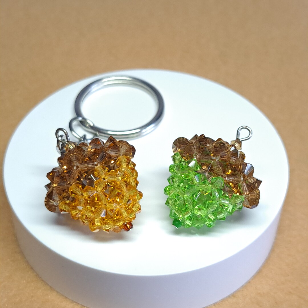 3D Crystal Acorn Charm/pendant/keychain - Brown & Green - Etsy