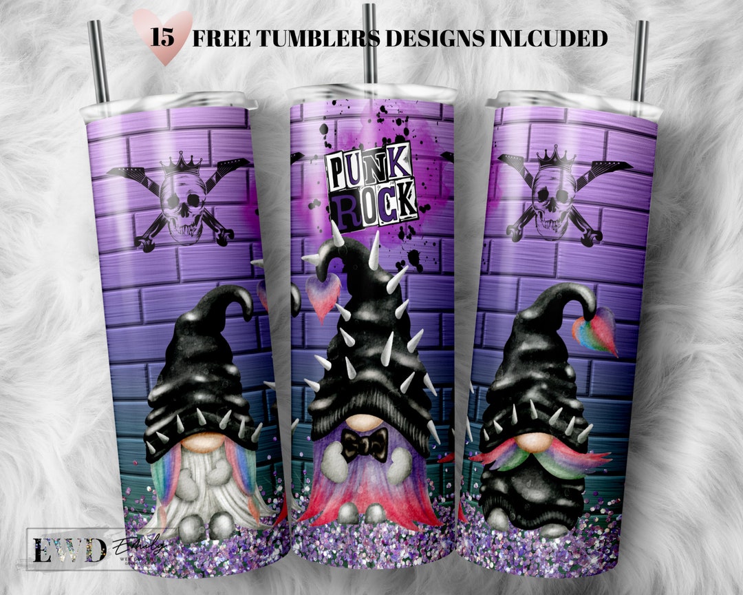 Punk Gnome Tumbler Wrap PNG, Gnome Tumbler, 20 Oz Skinny Sublimation ...