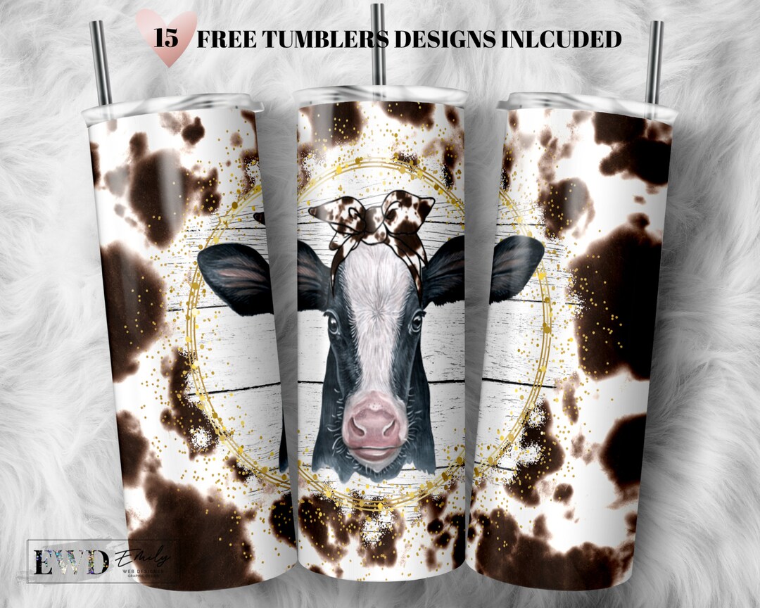 Funny Cow Tumbler Wrap Cowhide Seamless Tumbler Design Sublimation ...