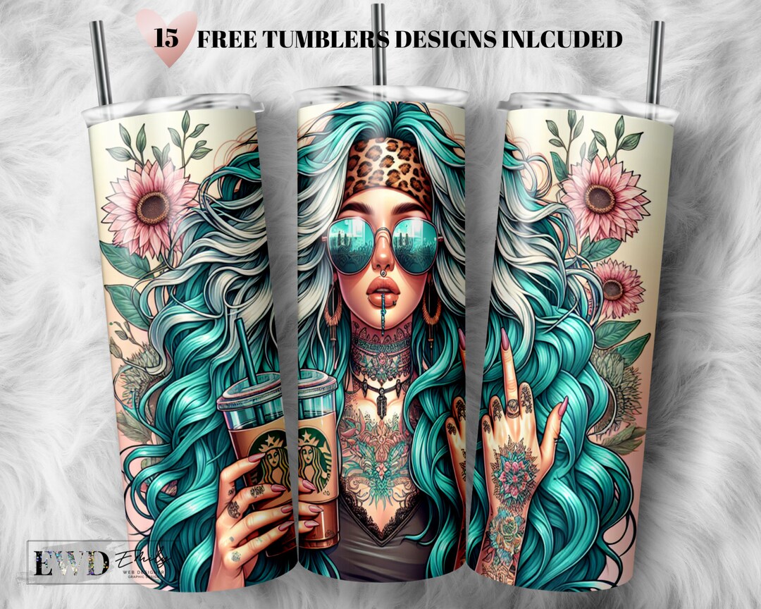 Badass Woman Tumbler Wrap Middle Finger Boho Pastel 20oz Sublimation ...