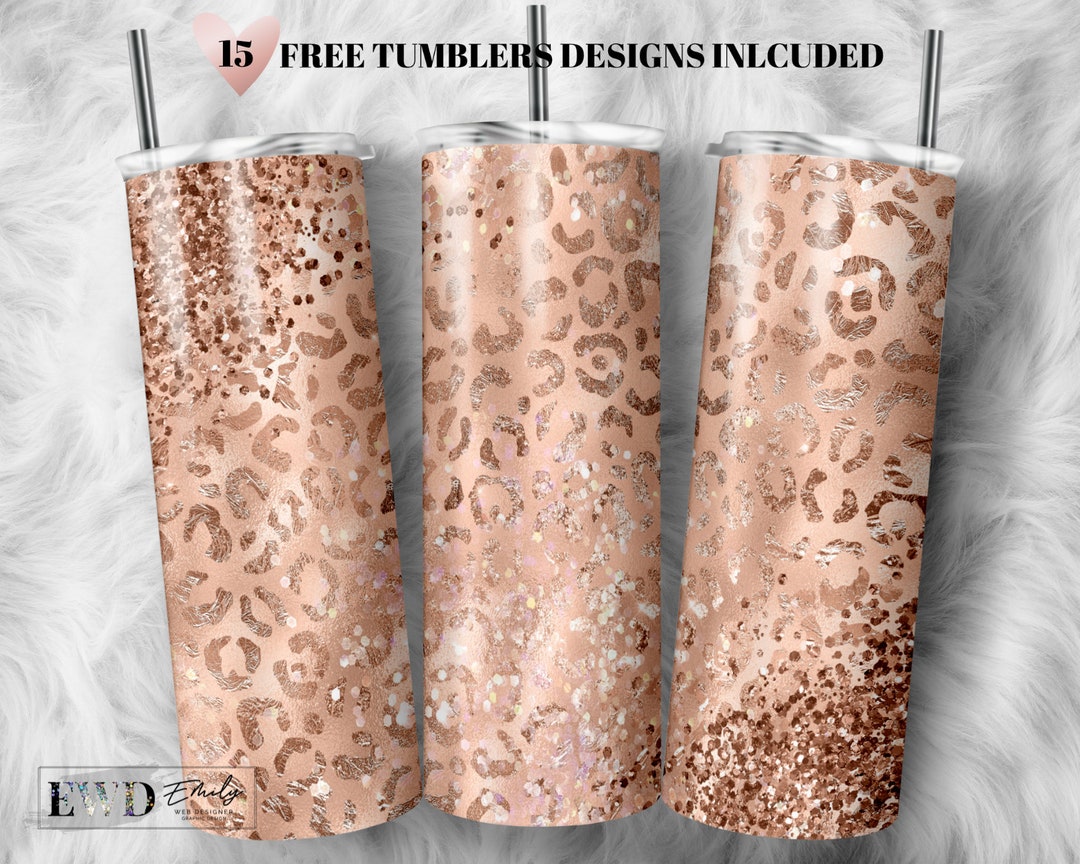 Rose Gold Leopard Glitter Seamless Tumbler Design, Glitter, Leopard ...