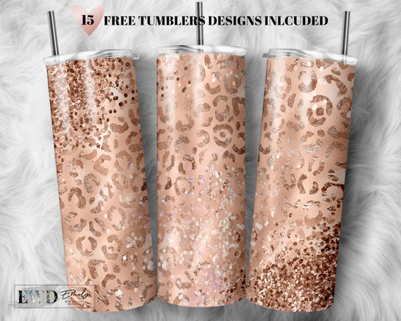 Rose Gold Leopard Glitter Seamless Tumbler Design Glitter - Etsy