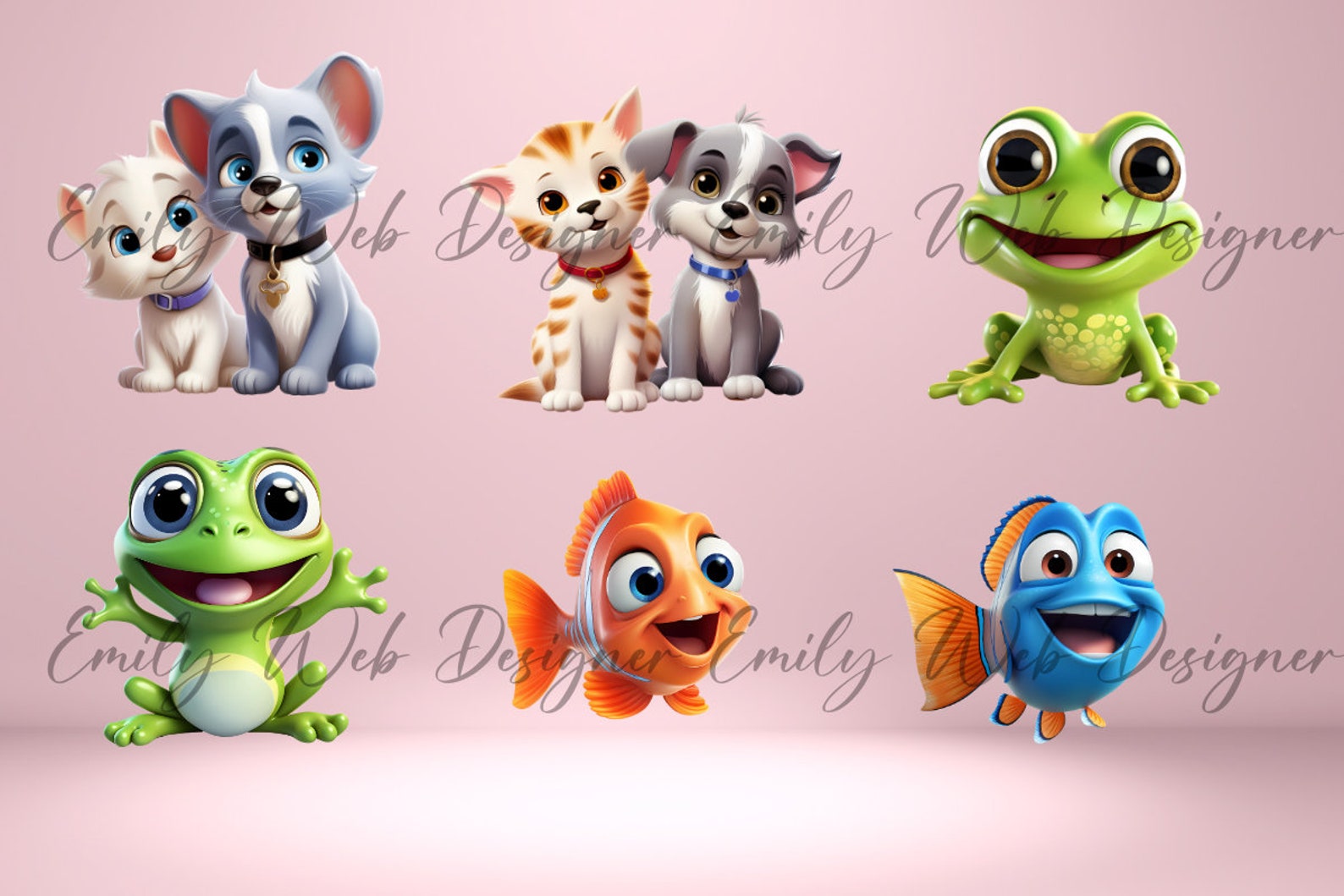 3D Pets Clipart – 32 Cute Animal PNG Files (digital Download) - Etsy