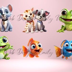 Set of 32- Pets- 3D Clipart PNG Files, Fun Digital Downloads, 3D Cute ...