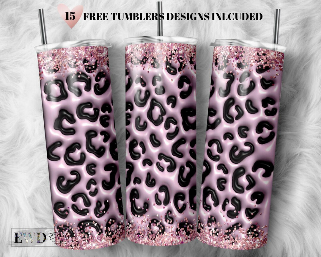 3D Leopard Tumbler Wrap PNG, Bubble Puff Sublimation Design (digital ...