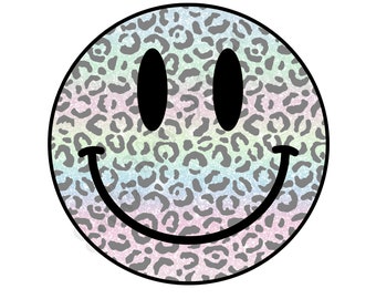 Retro Smile Face PNG, Leopard Smile Face PNG, Smile Face Sublimation ...