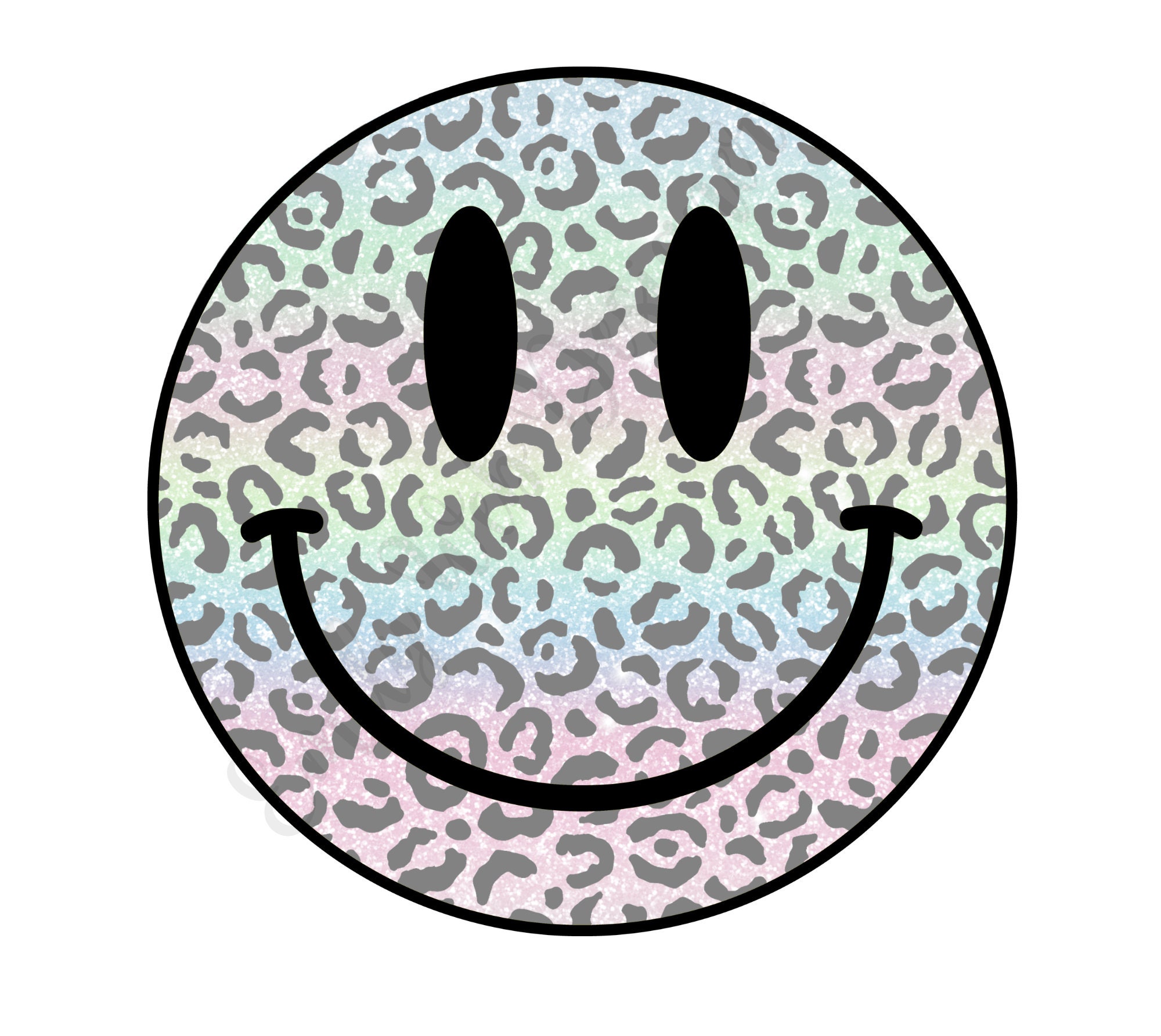 Leopard Print Smile Face PNG: Retro Sublimation Design (digital ...