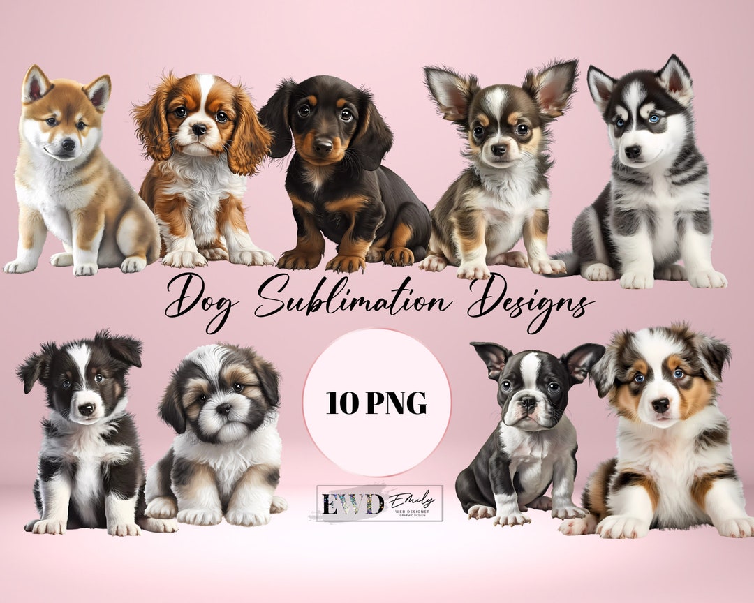10 Dogs Clipart, PNG, Watercolor Puppy Clipart Bundle, Pet, Puppies ...