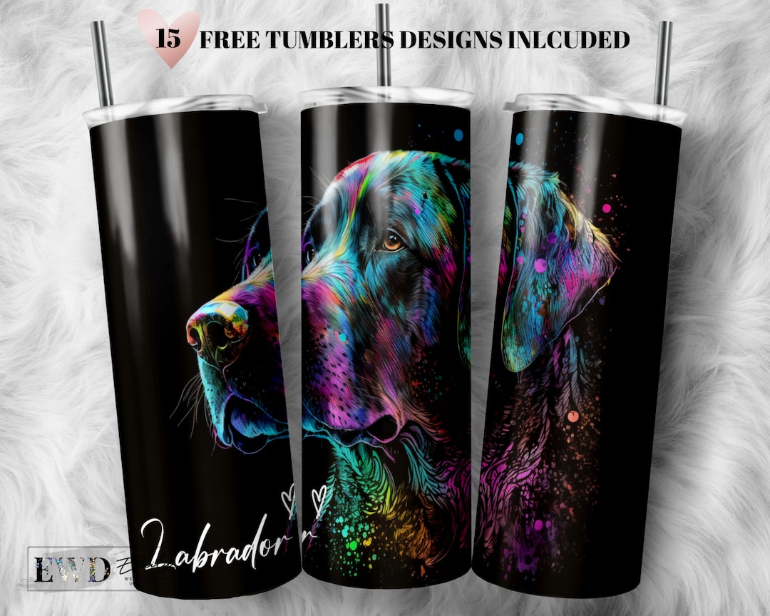 Alcohol Ink Labrador 20 Oz Skinny Tumbler Sublimation Design Digital ...