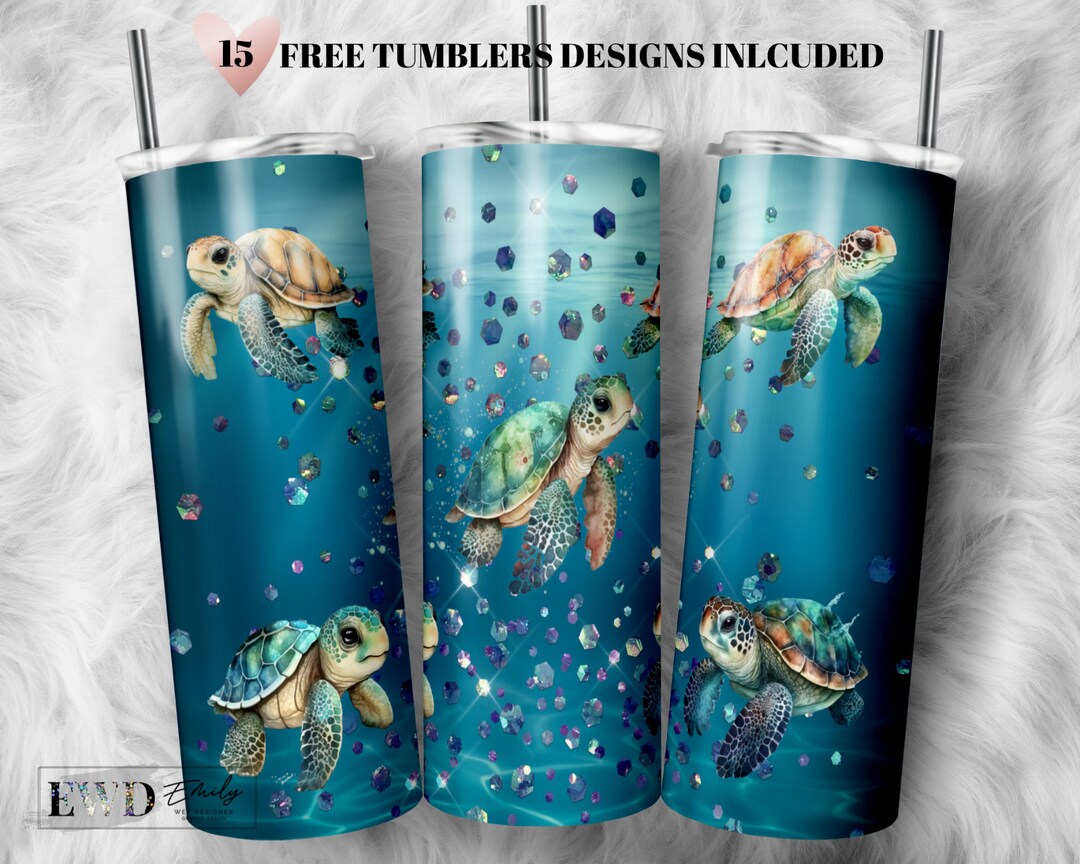 Cute Sea Turtles, Sea Turtle 20 Oz Skinny Tumbler, Sublimation Design ...