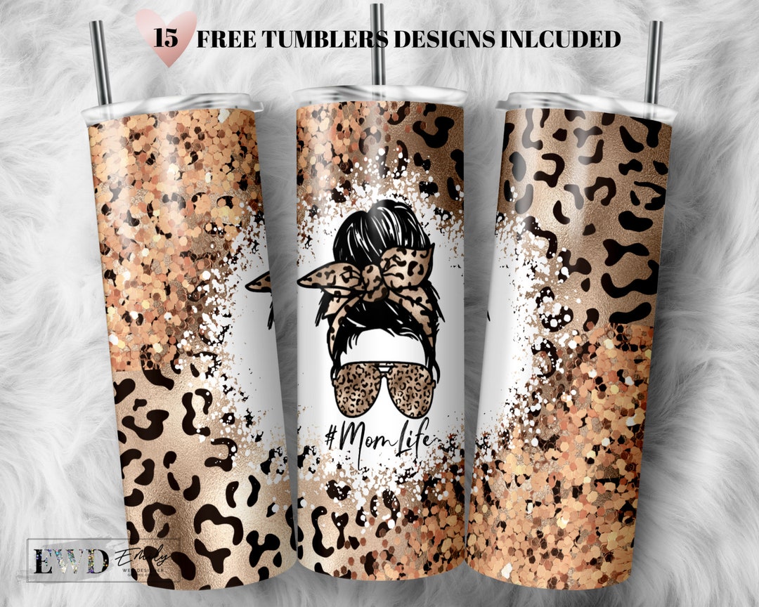 Mom Life Rose Gold Glitter Leopard Tumbler PNG, Rose Gold Mom Life ...