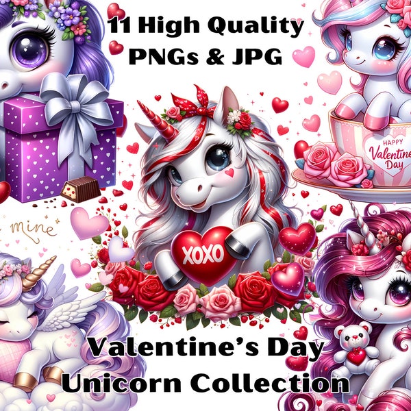 Unicorn Valentines Png - Etsy