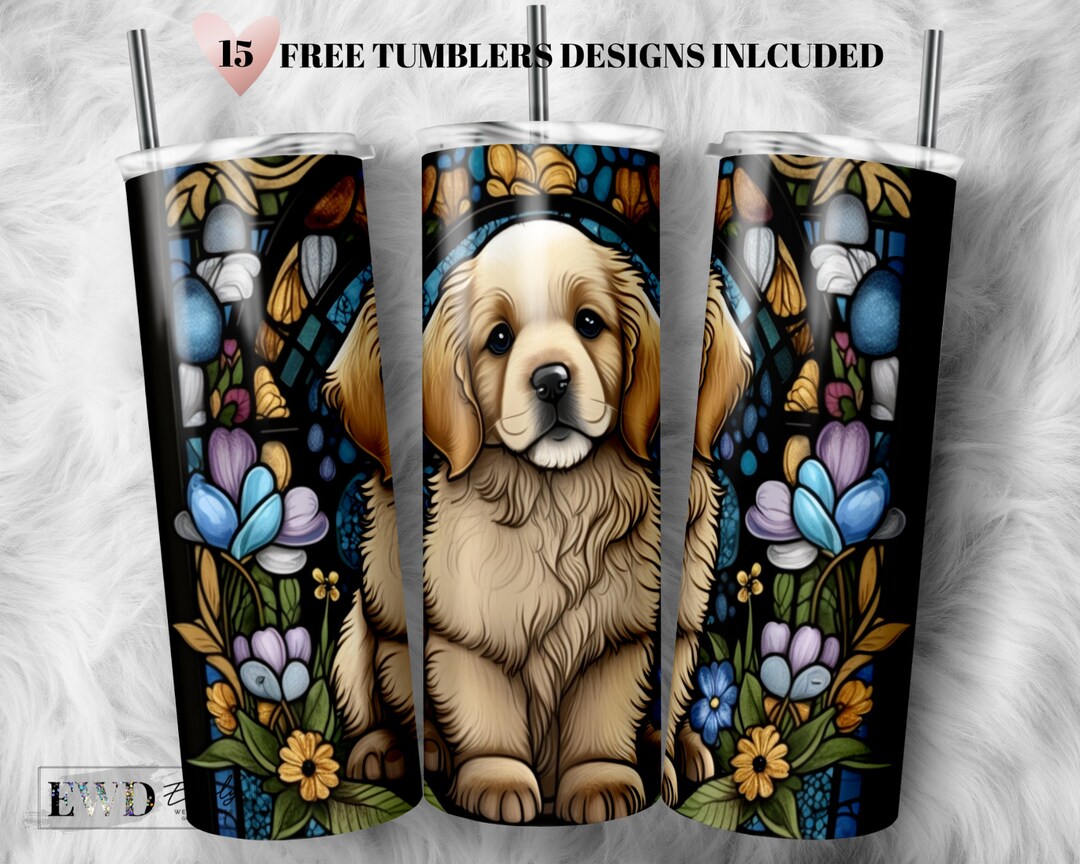 Stained Glass Golden Retriever Tumbler Design: Pet Lover Gift (digital ...