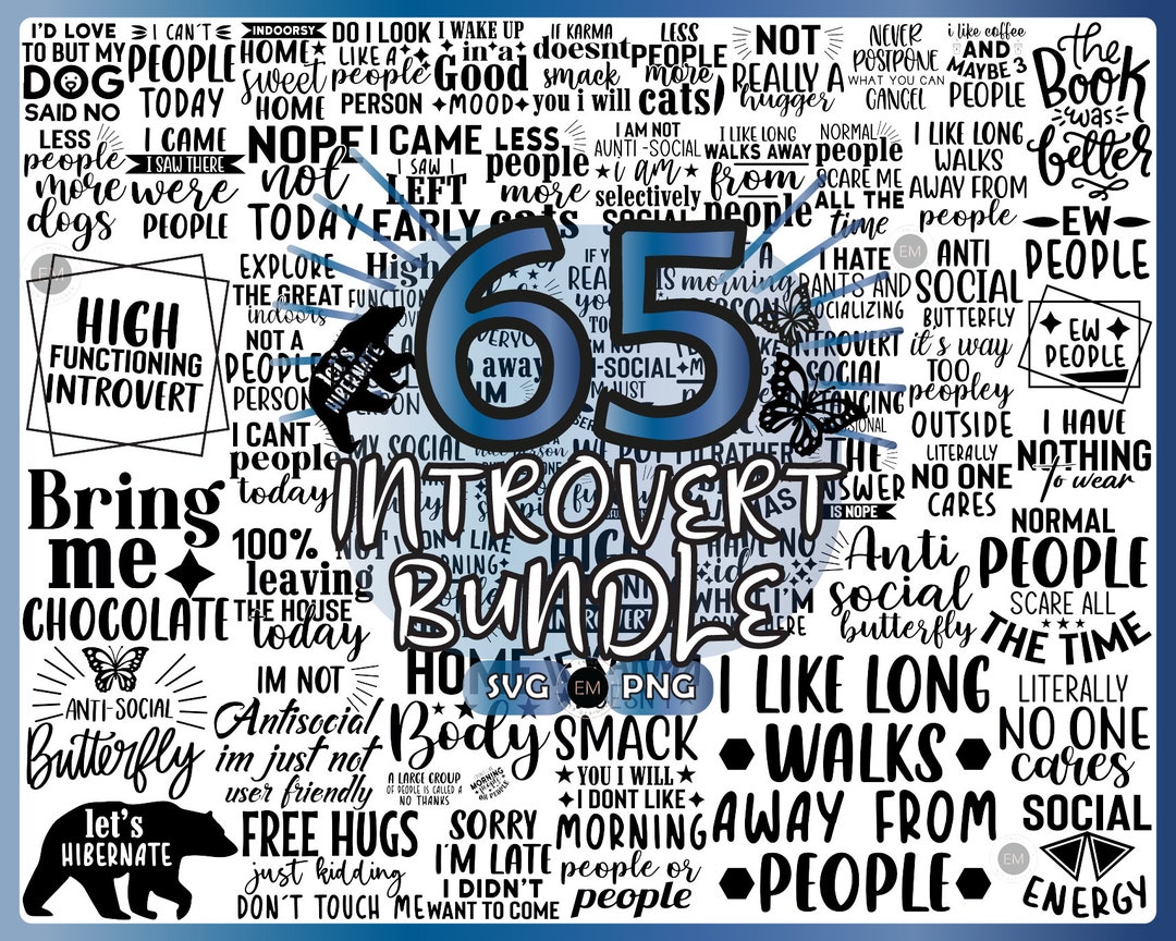 Introvert SVG Bundle | Anti-social SVG Cut Files | Commercial Use ...