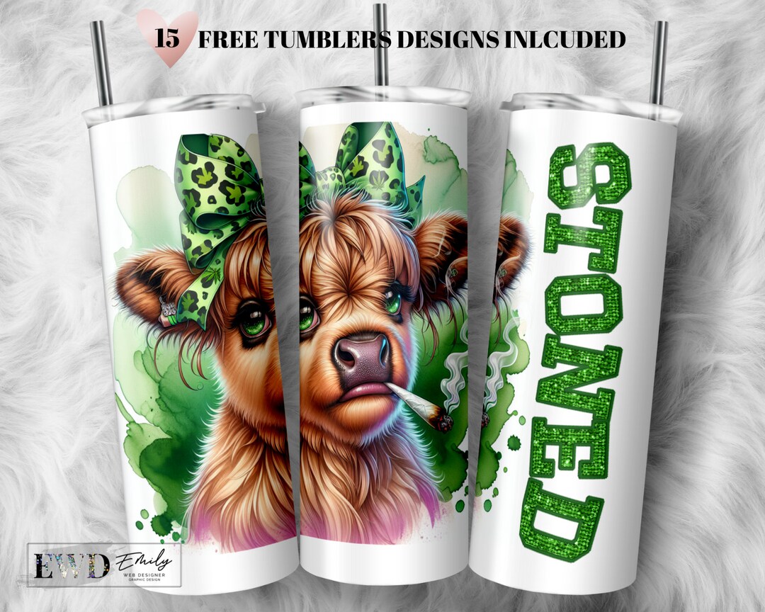 Funny Stoned Highland Cow Tumbler, Cow Tumbler Png Sublimation, Skinny Tumbler 20oz, Sarcastic ...