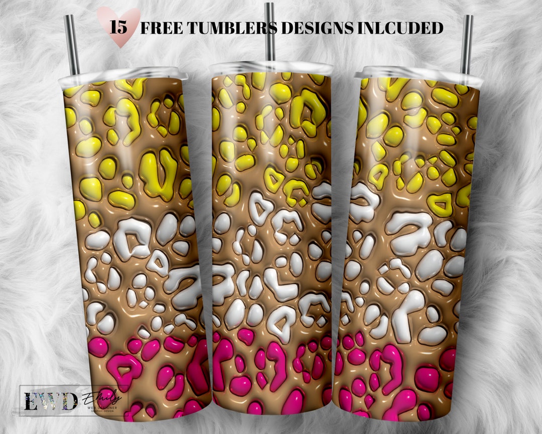 3D Inflated Leopard Tumbler Wrap: Puffy Sublimation Design (20oz PNG ...