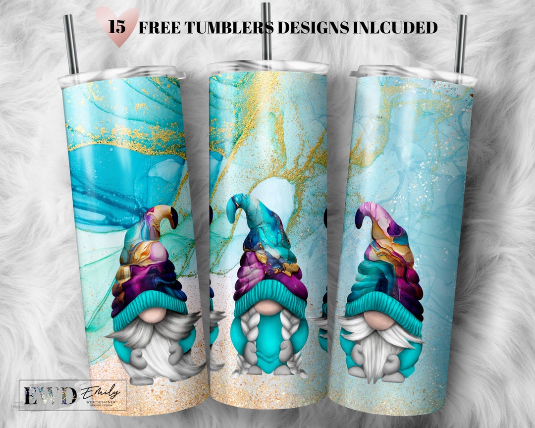 Alcohol Ink Gnome 20oz Tumbler Wrap: Sublimation Design (PNG Digital ...