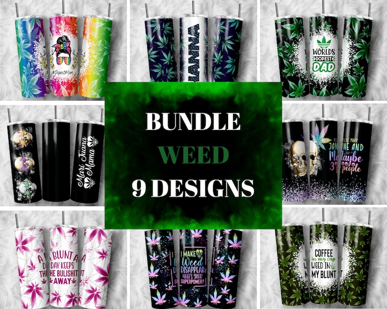 Weed Tumbler Designs Bundle Cannabis Sublimation 9 Pngs - Etsy