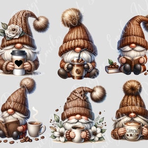 Watercolor Coffee Lover Gnomes, Coffee Gnomes Png, Coffee Beans Gnome ...