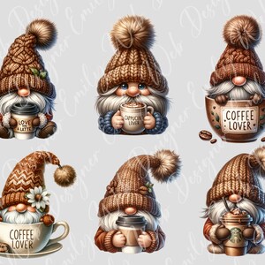 Watercolor Coffee Lover Gnomes, Coffee Gnomes Png, Coffee Beans Gnome ...