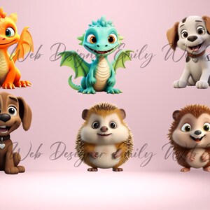 Set of 32- Pets- 3D Clipart PNG Files, Fun Digital Downloads, 3D Cute ...