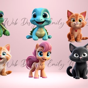 Set of 32- Pets- 3D Clipart PNG Files, Fun Digital Downloads, 3D Cute ...
