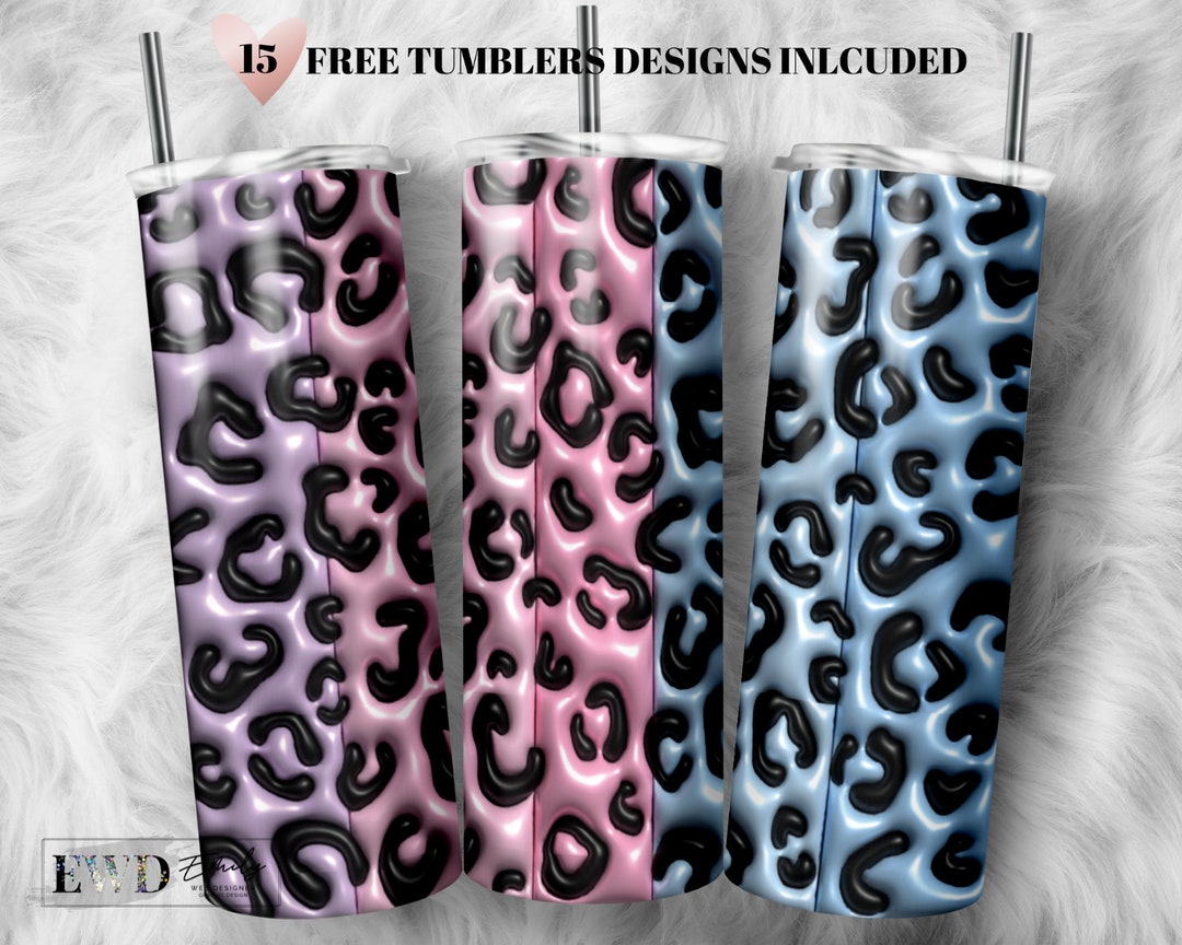 Inflated Cheetah Print Tumbler Wrap 3D Puff Leopard Tumbler Design 20 ...