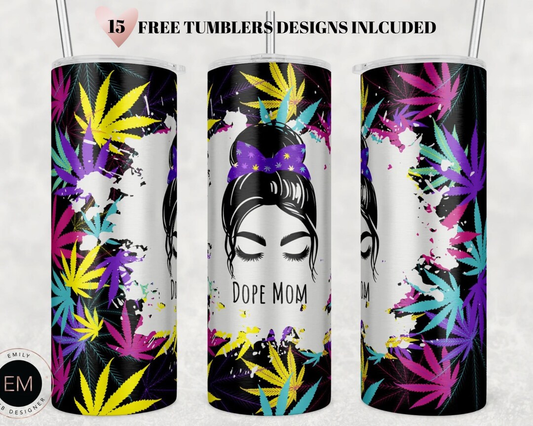 Dopest Mom Funny Weed Marijuana Mom Bun Hair Funny Seamless Sublimation Designs Downloads Skinny ...