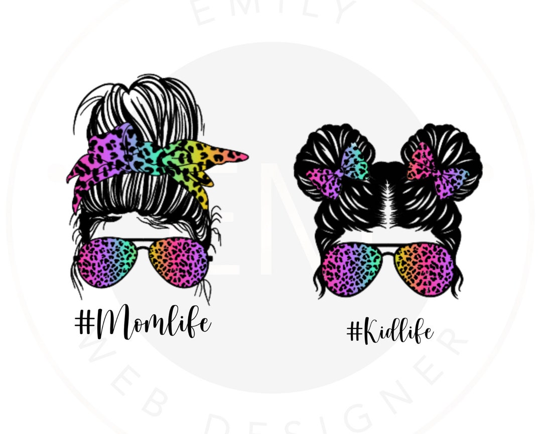 Leopard Print Mom Life Kid Life Bundle Bun Hair Sunglasses Headband Mom ...