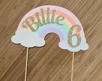 Pastel Rainbow Cake Topper | Etsy