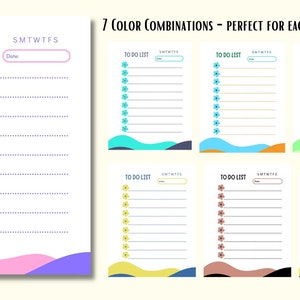 Printable Bright Colorful Fun Flower Daily to Do List PDF Download ...