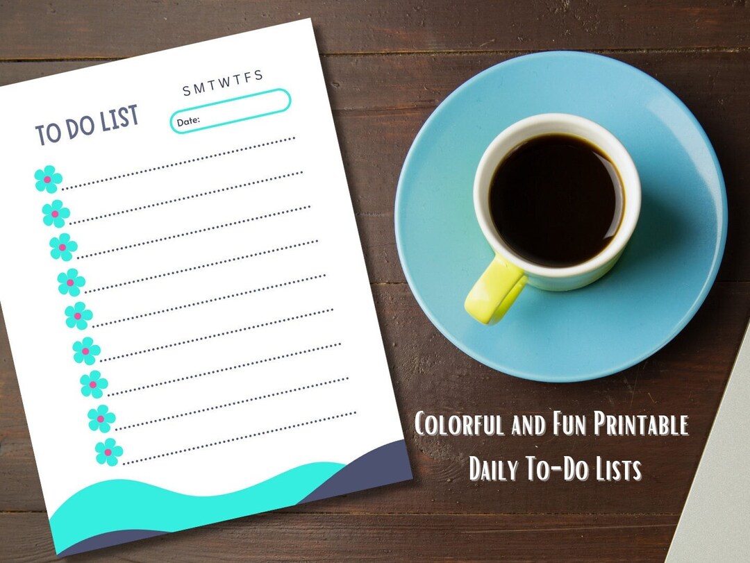Printable Bright Colorful Fun Flower Daily to Do List | PDF Download ...