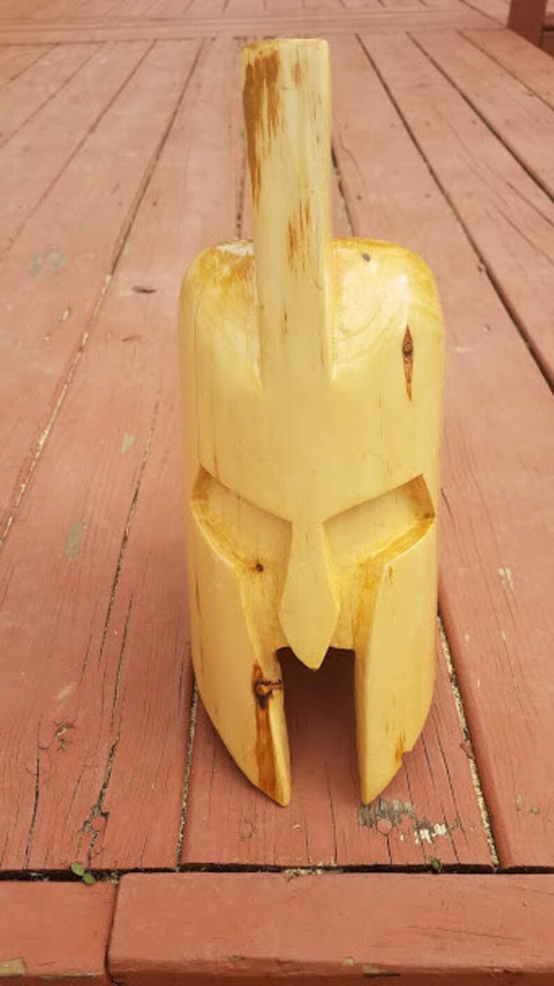 Wood Spartan Helmet-hand Carved Wood Sculpture, Wood Art, Birthday Gift ...