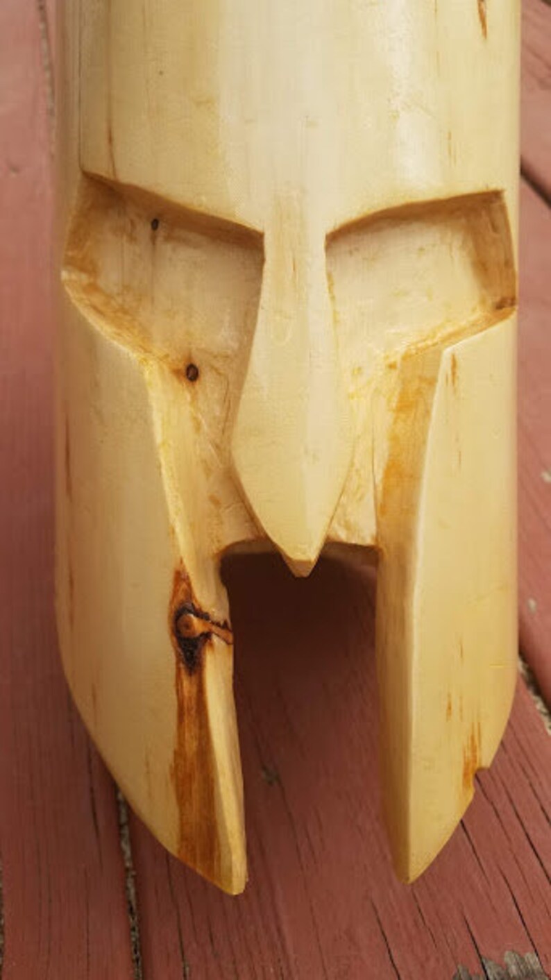 Wood Spartan Helmet-hand Carved Wood Sculpture, Wood Art, Birthday Gift ...