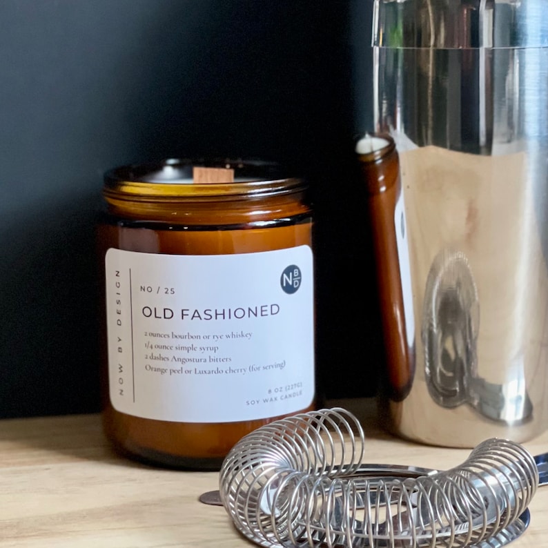 Old Fashioned Candle, Craft Cocktail, Bar Decor, Office Candle, Whiskey ...
