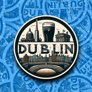 Dublin Travel Sticker // Ireland Decal for Suitcase, Laptop, Car or ...