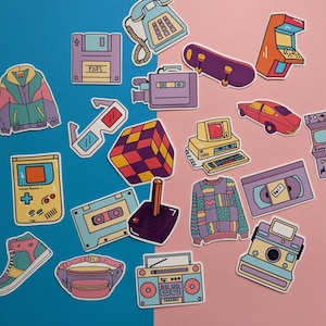 80s Tribute Contour Cut Vinyl Sticker Set Retro Nostalgia for Hard Hats ...