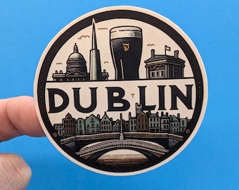 Ireland Dublin Seal Sticker Round Flag for Laptop Book Fridge Guitar ...
