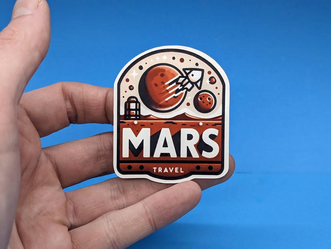 Mars Travel Sticker // Space Decal for Suitcase, Laptop, Car or Water ...