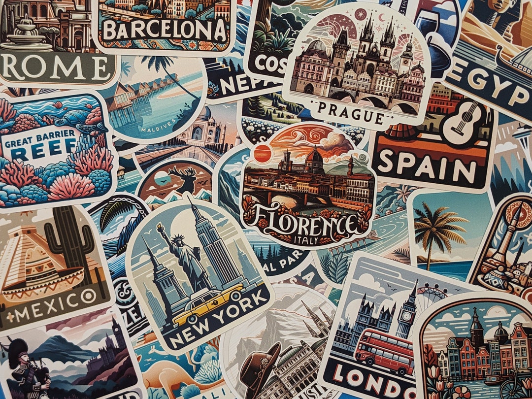 Travel Suitcase Sticker Pack - 100+ Destinations | Travel Decal Gift ...
