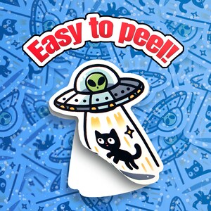 UFO Cat Sticker / Kitty Sticker / Vinyl Sticker / Journaling ...